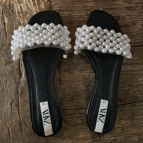 Zara | Shoes | Limited Edition Zara Pearl Slide Slippers | Poshmark